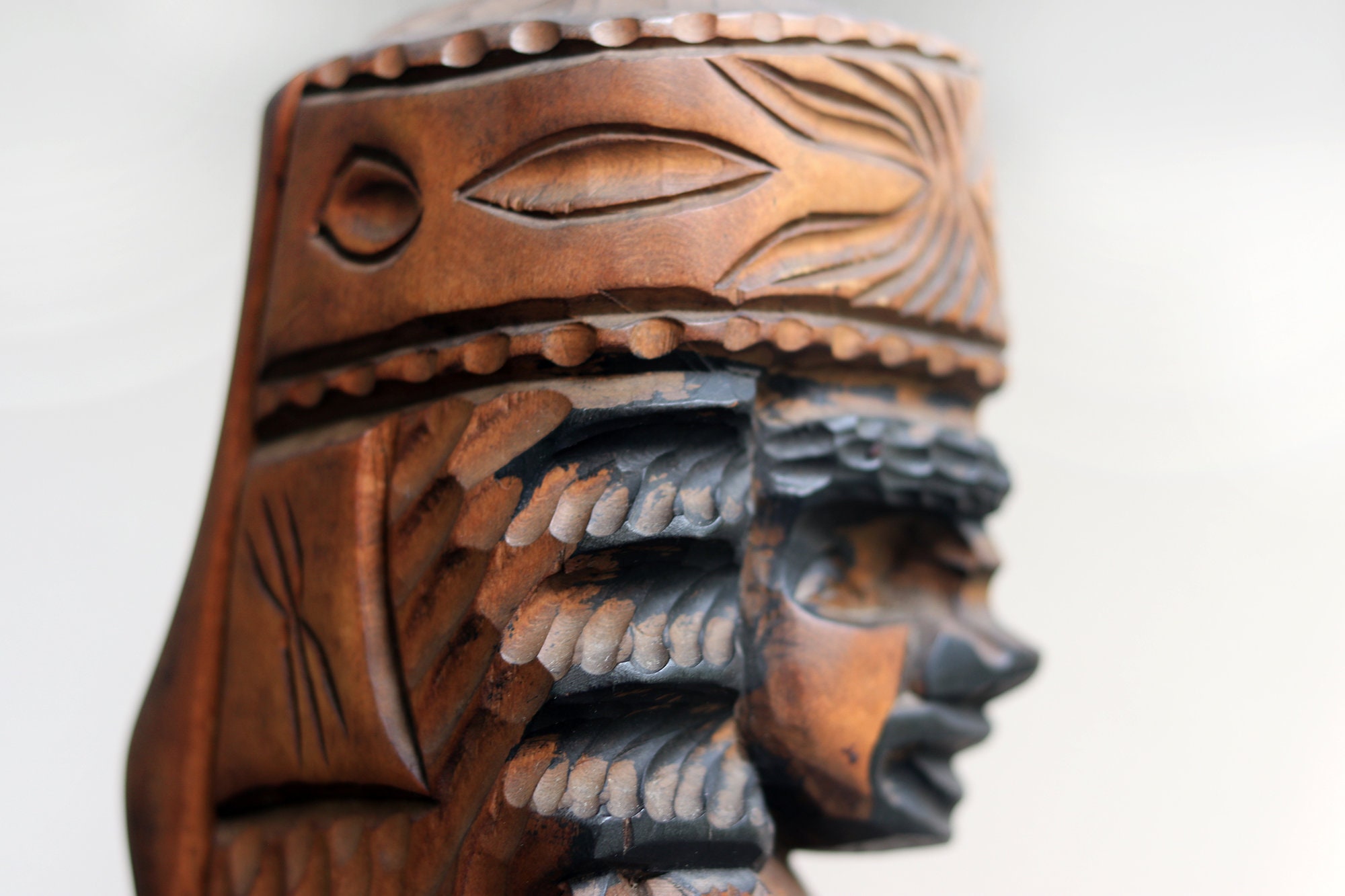 Vintage Wood Carving Ainu Woman Statue Figurine From Hokkaido Special ...