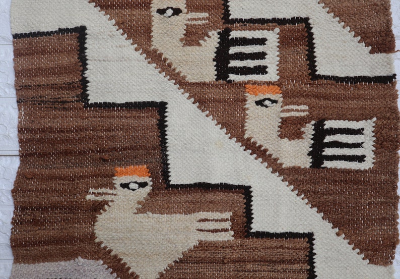 Vintage Peruvian Hand Woven Wool Rug Bird Motif Inca Geometric - Etsy