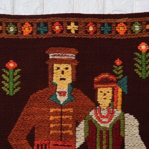 Vintage Polish Cepelia Charming "kurpie Couple" Hand Woven Wall Hanging ...