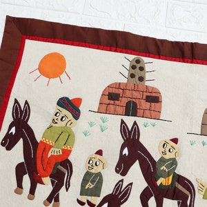 Vintage Khayamiya Egyptian Appliqué "story of Goha and His Donkey" Wall ...