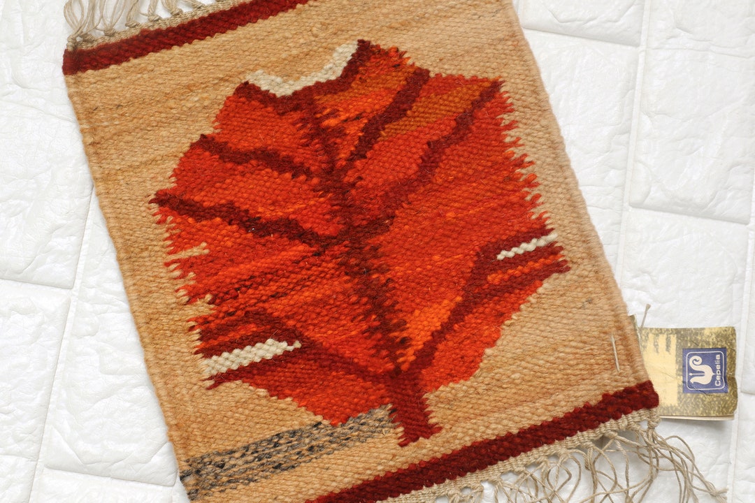 Vintage Polish Cepelia Hand Woven Wall Hanging Big Tree Autumn Leaves ...