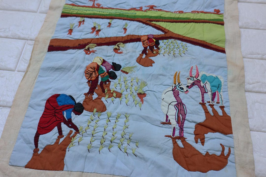 Vintage Ashanivas-madras Hand Embroidery Applique India Rice ...