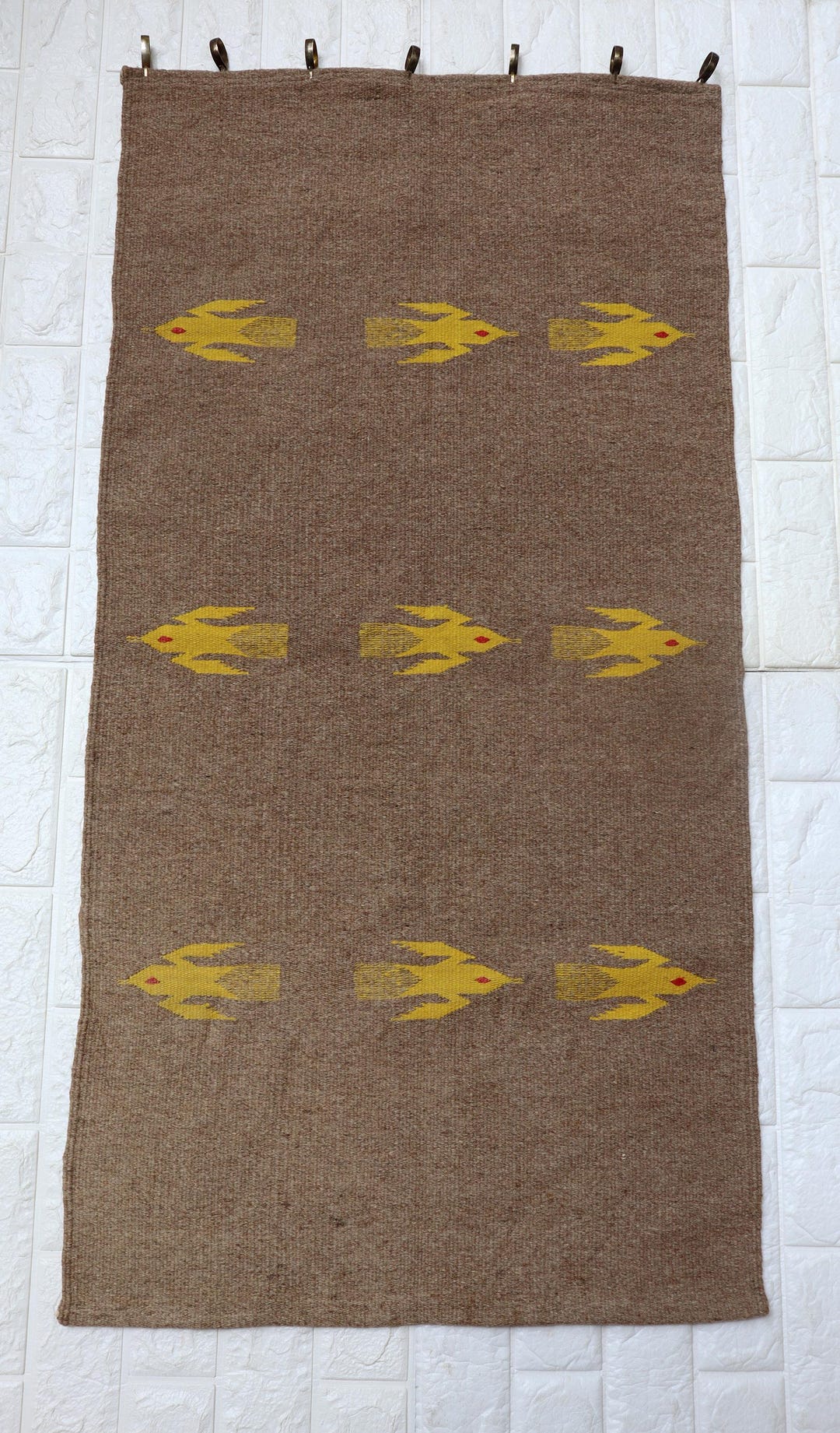 Vintage Zapotec Thunderbird Pattern Mexican Hand Woven Wool Rug Wall ...