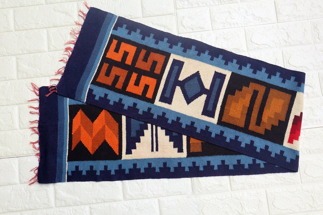 Vintage Peruvian Hand Woven Table Runner Rug Inca Calendar - Etsy