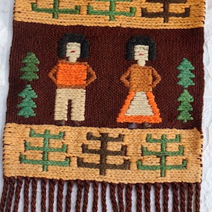 Vintage Polish Cepelia Woven Wall Hanging Wool Tapestry Man and Woman ...
