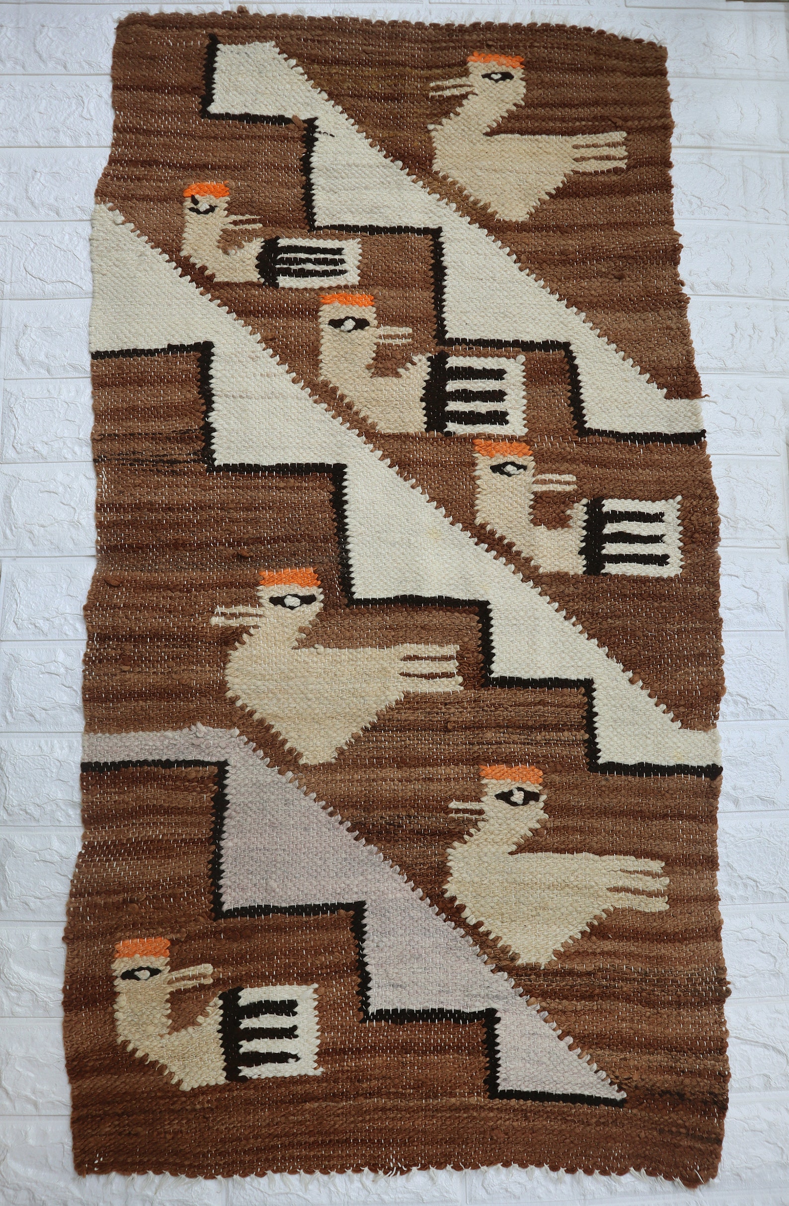 Vintage Peruvian Hand Woven Wool Rug Bird Motif Inca Geometric - Etsy