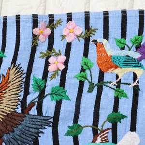 Vintage Hand Embroidery Guatemala Wall Hanging Bird Flower Pattern ...