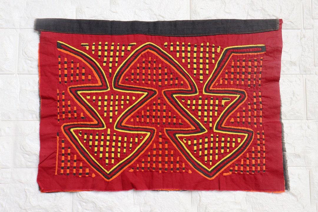 Vintage Panama Mola Applique: Geometric Folk Art Textile Wall Decor - Etsy