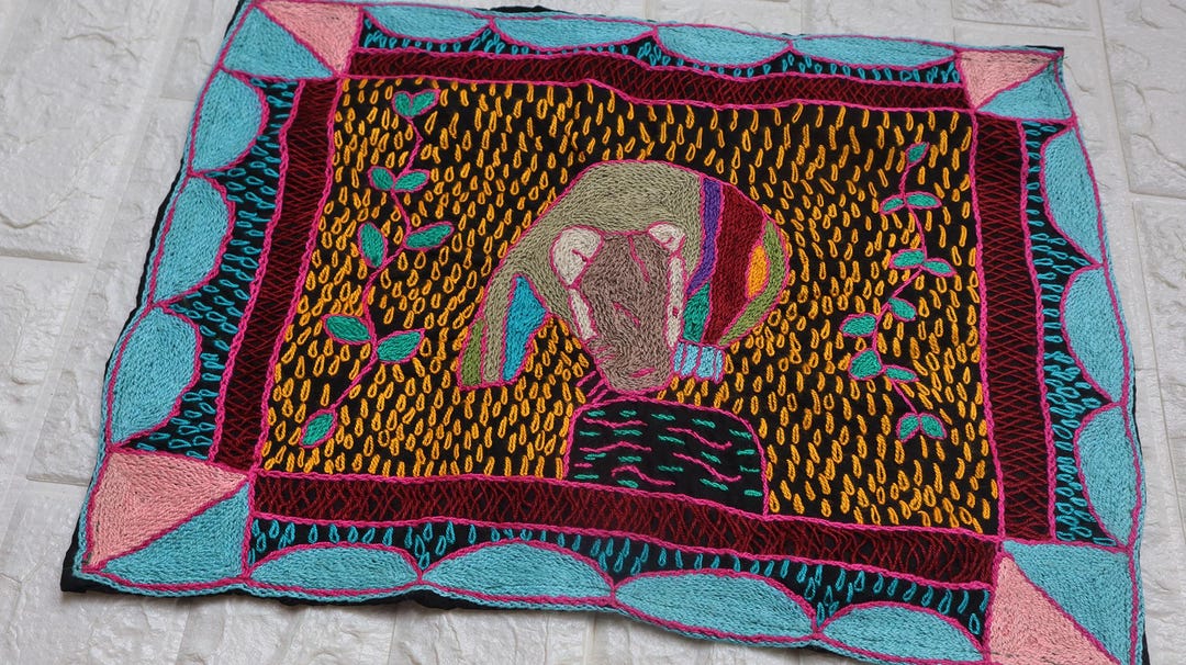 Vintage South Africa Kaross Embroidery Honey Badger Padded Placemat ...