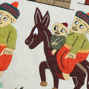 Vintage Khayamiya Egyptian Appliqué "story of Goha and His Donkey" Wall ...
