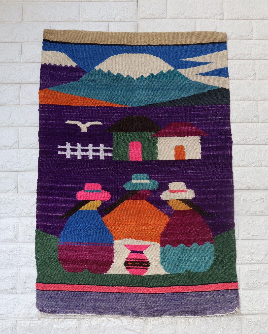 Vintage Cultural Ecuadorian Wall Hanging Andean Otavalos Pattern ...