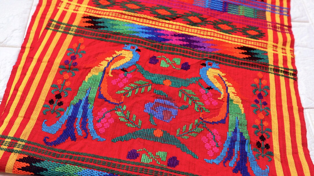 Vintage Guatemala Hand Woven Table Runner Quetzal Motif Tapestry ...