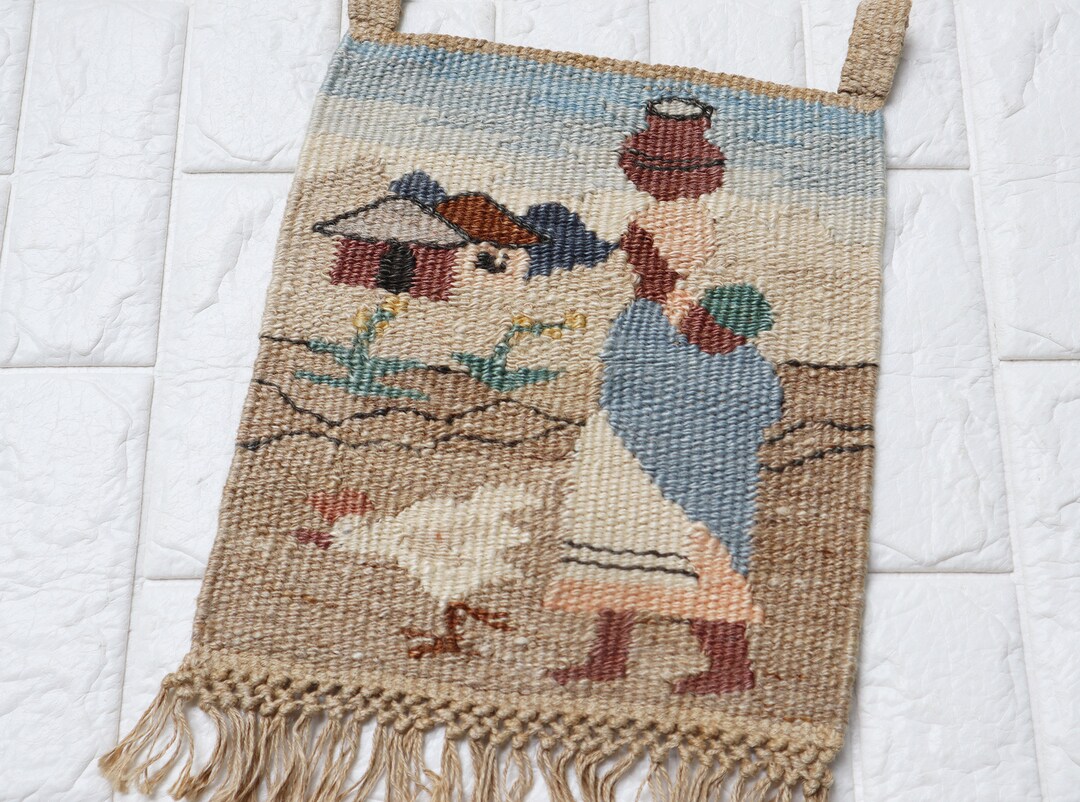 Vintage Lesotho Handwoven Wool Wall Hanging Helang Basali Tapestry ...