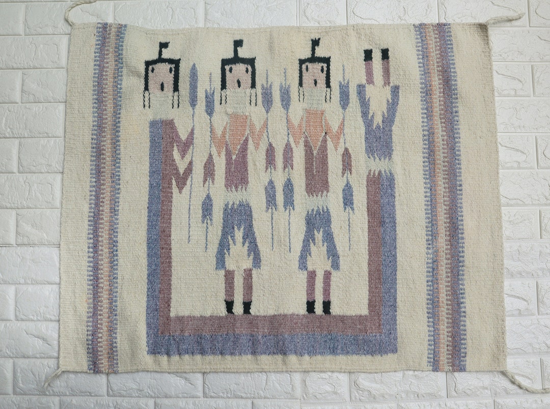 Vintage Navajo Yei Dance Pictorial Hand Woven Wool Tapestry. Native ...