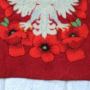 Vintage Hooked Rug Poland Symbols White Eagle Red Poppy Wall Hanging ...