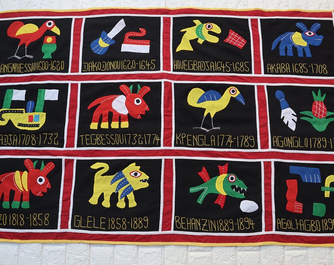 Vintage Abomey Benin Applique Banner "12 Kings of Dahomey" Wall Hanging ...