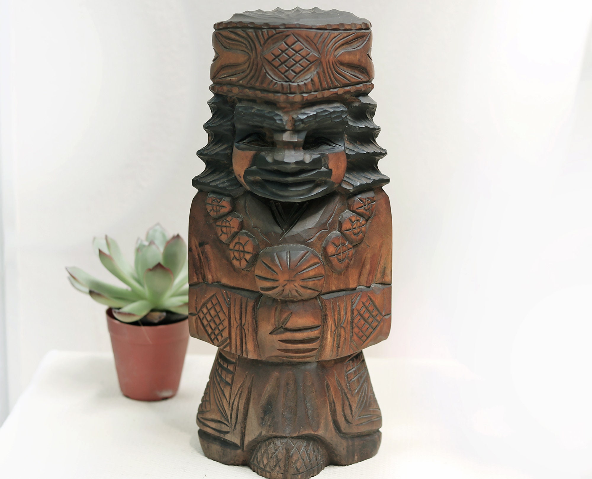 Vintage Wood Carving Ainu Woman Statue Figurine From Hokkaido Special ...