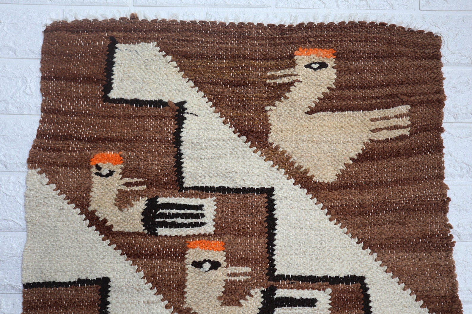 Vintage Peruvian Hand Woven Wool Rug Bird Motif Inca Geometric - Etsy