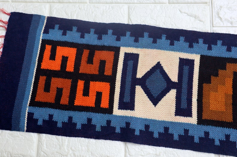 Vintage Peruvian Hand Woven Table Runner Rug Inca Calendar - Etsy