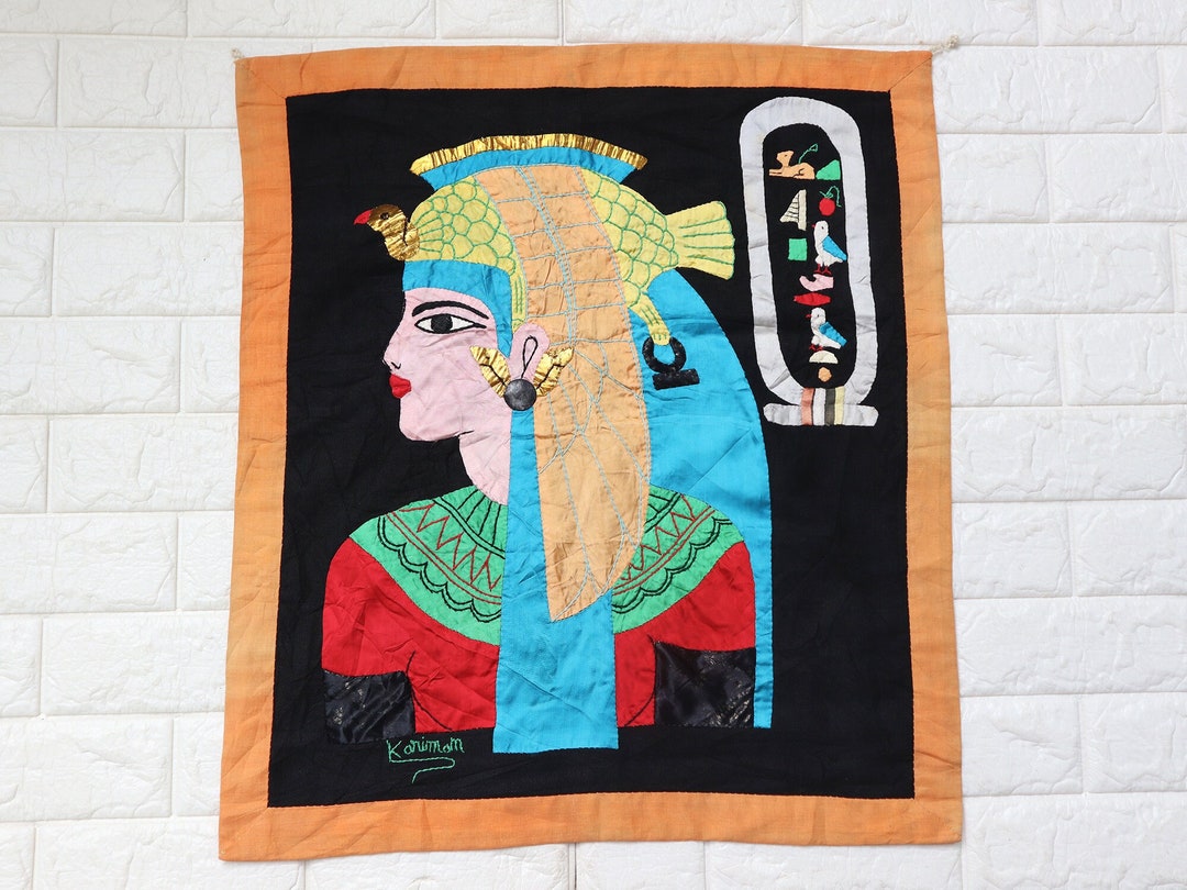 Vintage Khayamiya Handmade Egyptian Appliqué Queen Cleopatra Wall ...