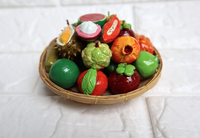 Thailand Handmade Miniature Clay Fruits Doll House in Bamboo - Etsy