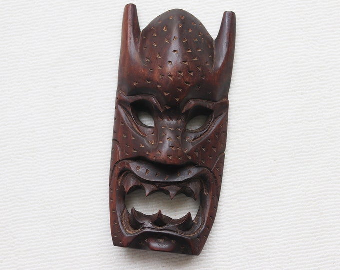 Vintage Philippines Demon Mask Bakunawa Dragon Wood Carved Wall Hanging ...