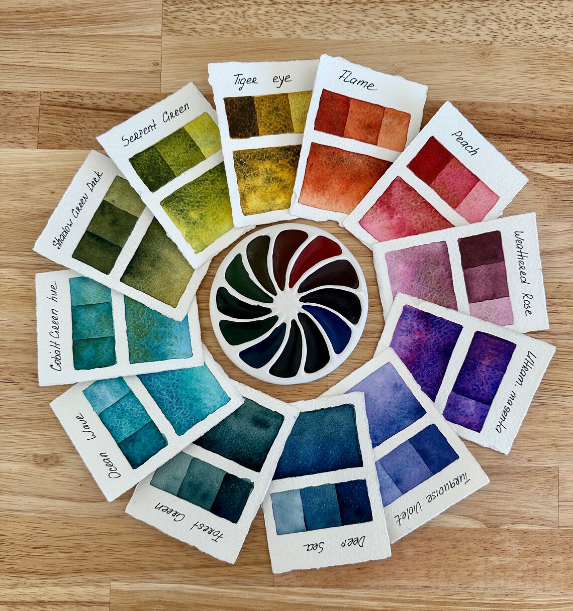ESSENTIAL SET #1 Ceramic White Glaze Watercolor Palette With Large ...