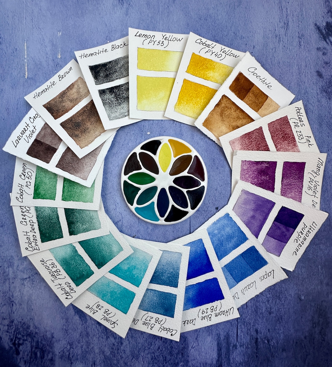 SINGLE PIGMENT Granulating Set With White Glaze Watercolor Palette With ...