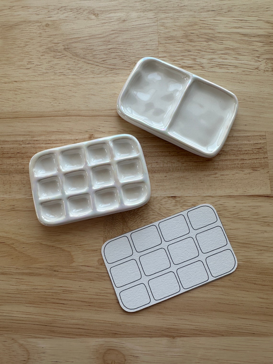 Mini Ceramic Watercolor Palette: 12 Wells, Mother of Pearl Finish - Etsy