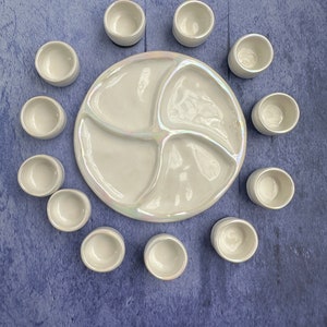 Handmade Ceramic Watercolor Half Pans White With Mother of Pearl Glaze ...