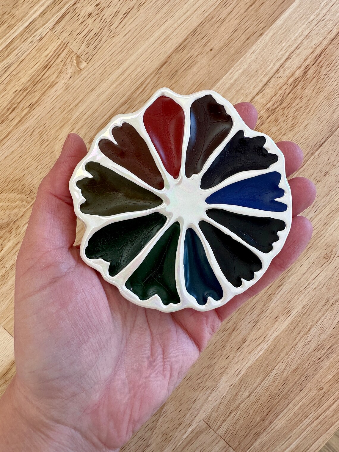 Handmade Ceramic Watercolor Palette: Flower Design, 11 Wells - Etsy