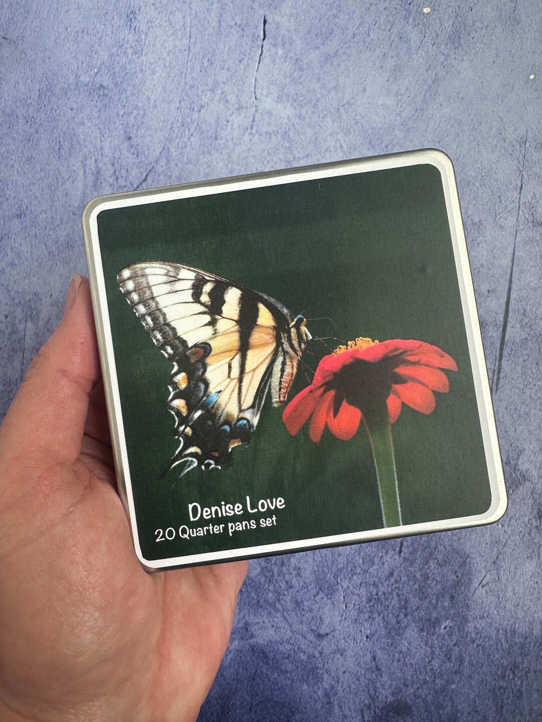 DENISE LOVE Quarter Pan Set of 20 Granulating Handmade Watercolors in ...