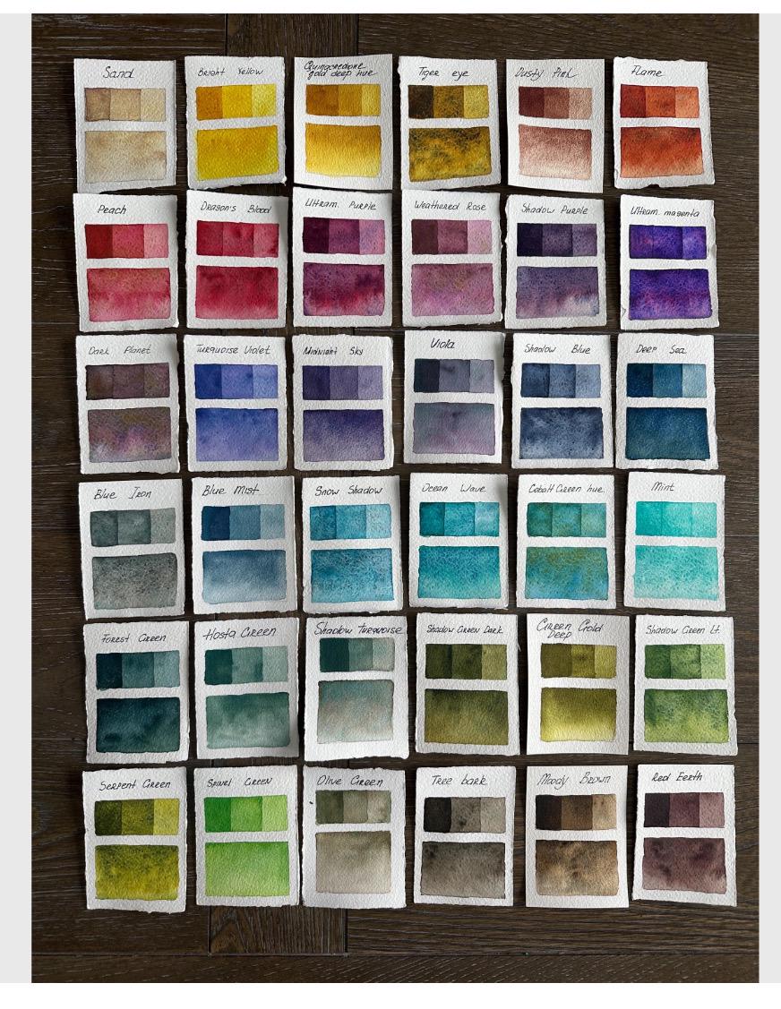 LIMITED EDITION Sample Set 36 Colors Granulating Handmade Watercolors ...