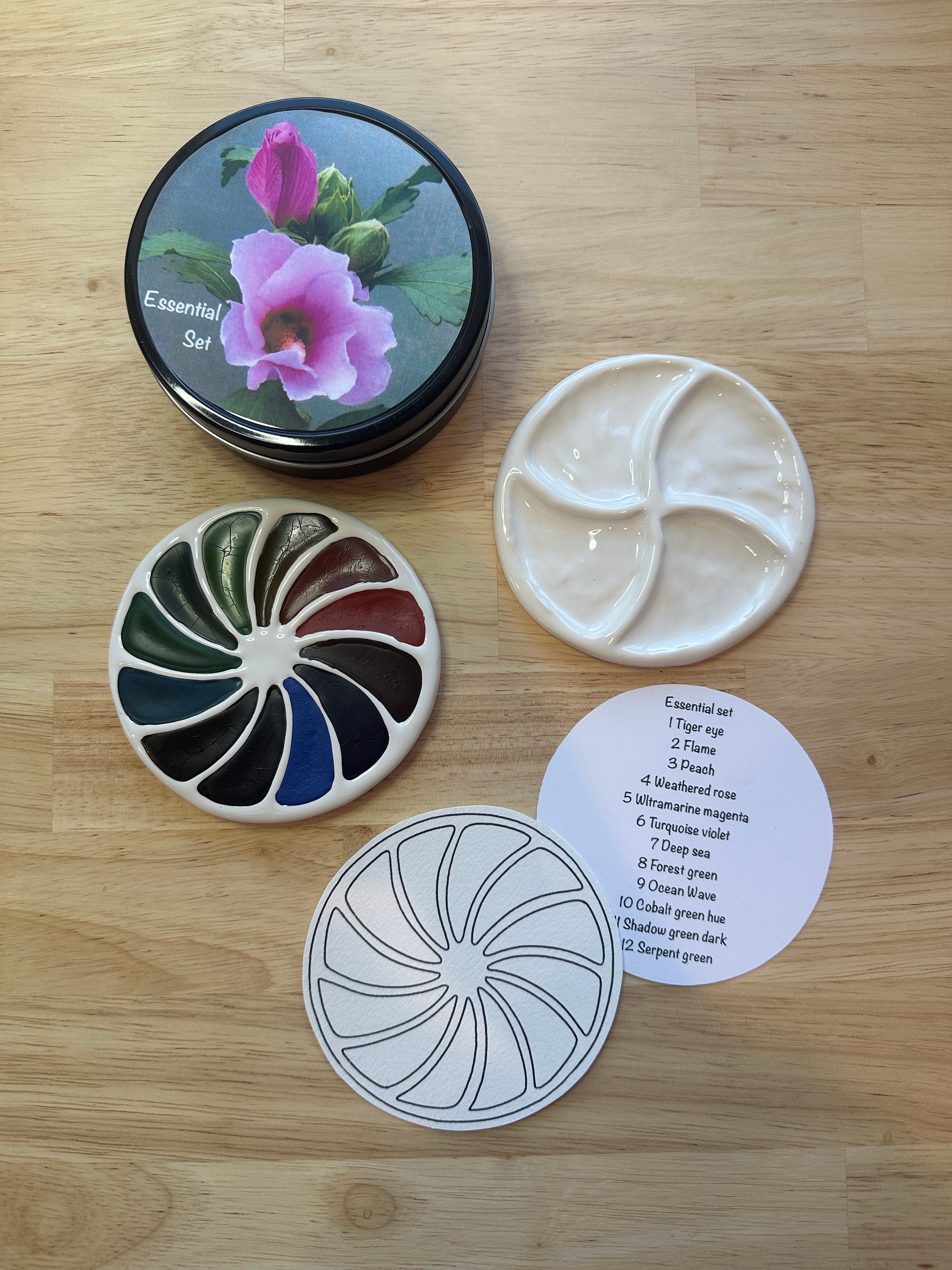 ESSENTIAL SET #1 Ceramic White Glaze Watercolor Palette With Large ...
