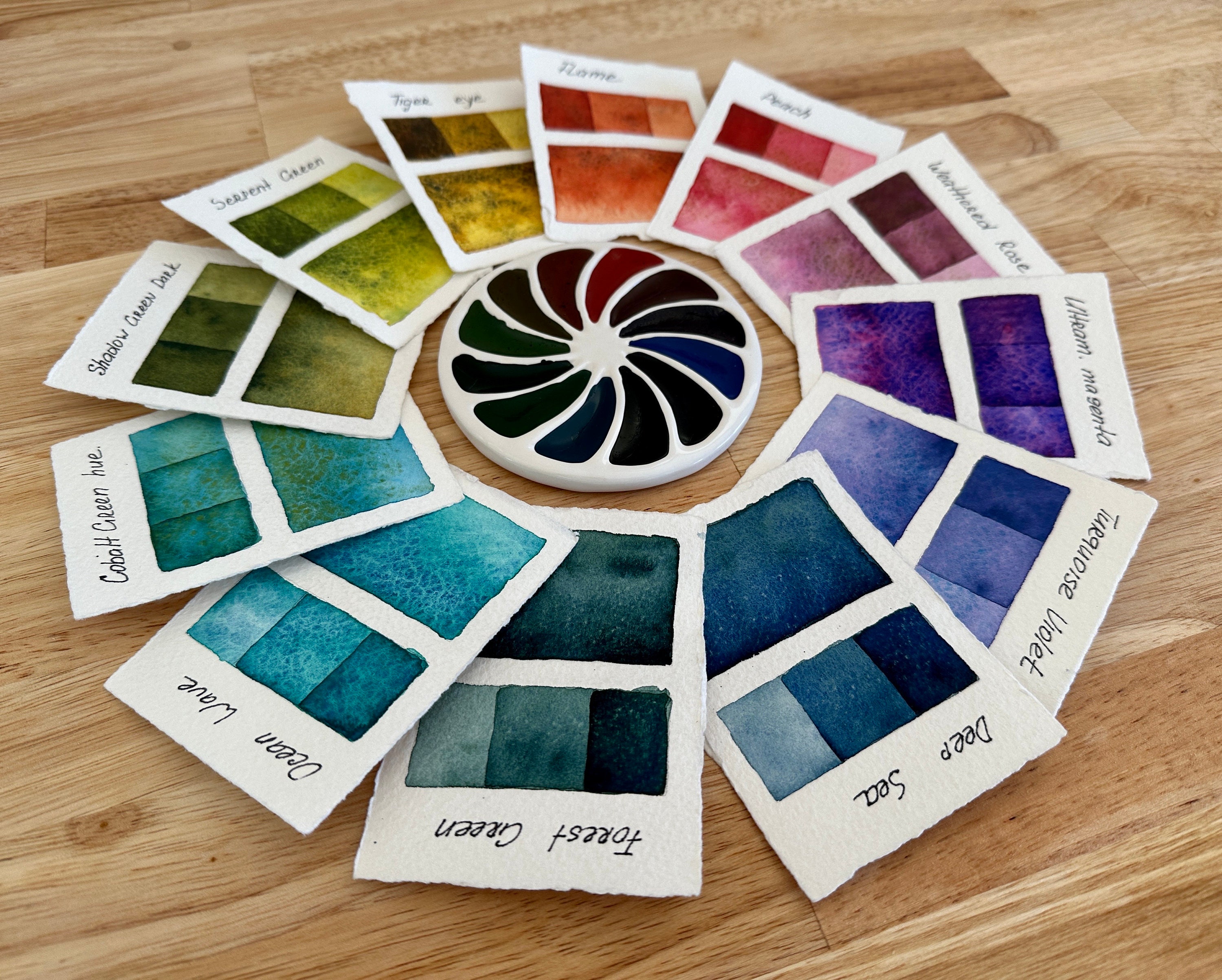 ESSENTIAL SET #1 Ceramic White Glaze Watercolor Palette With Large ...