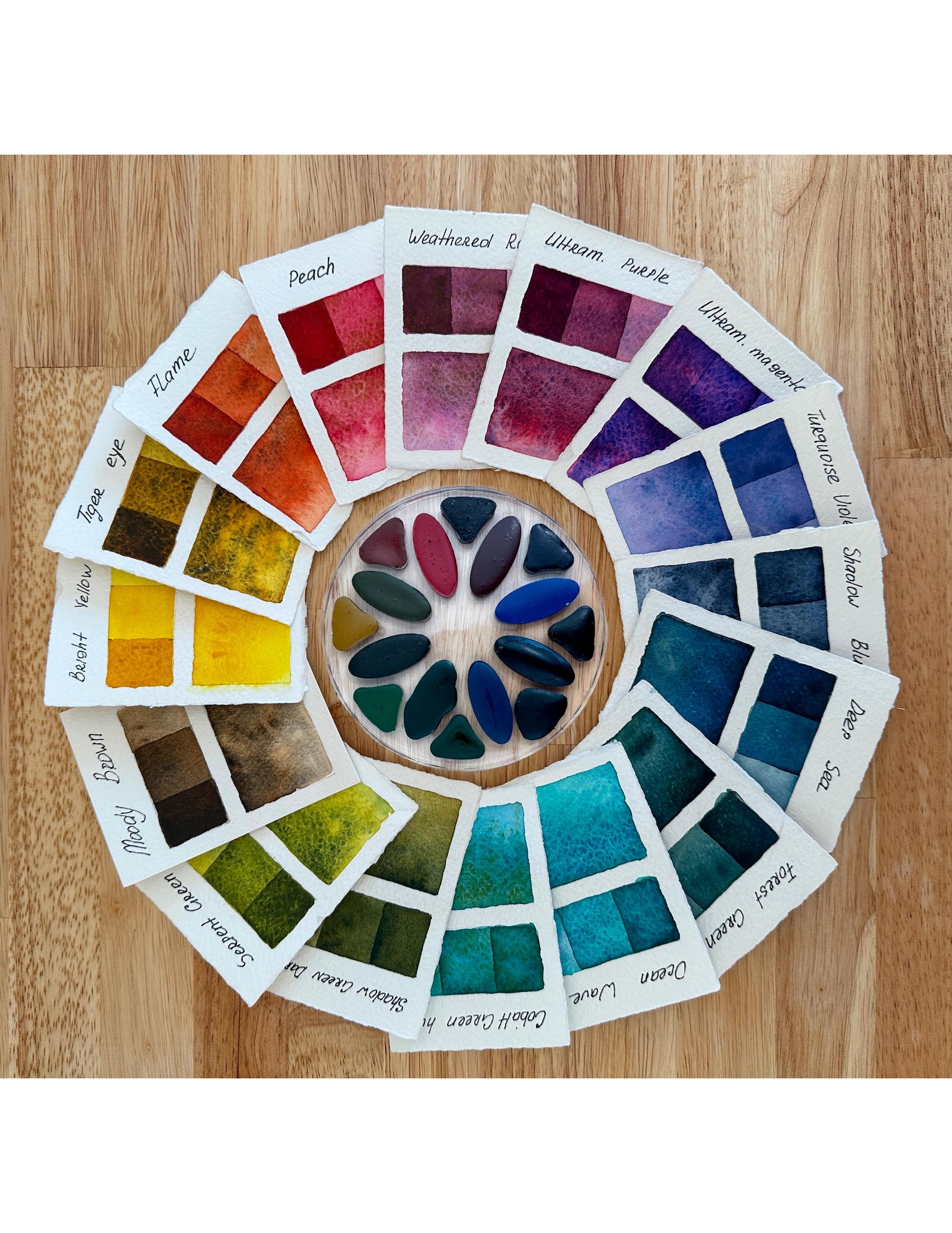 LANDSCAPE CHOICE SET Acrylic Watercolor Palette 16 Wells Handmade ...