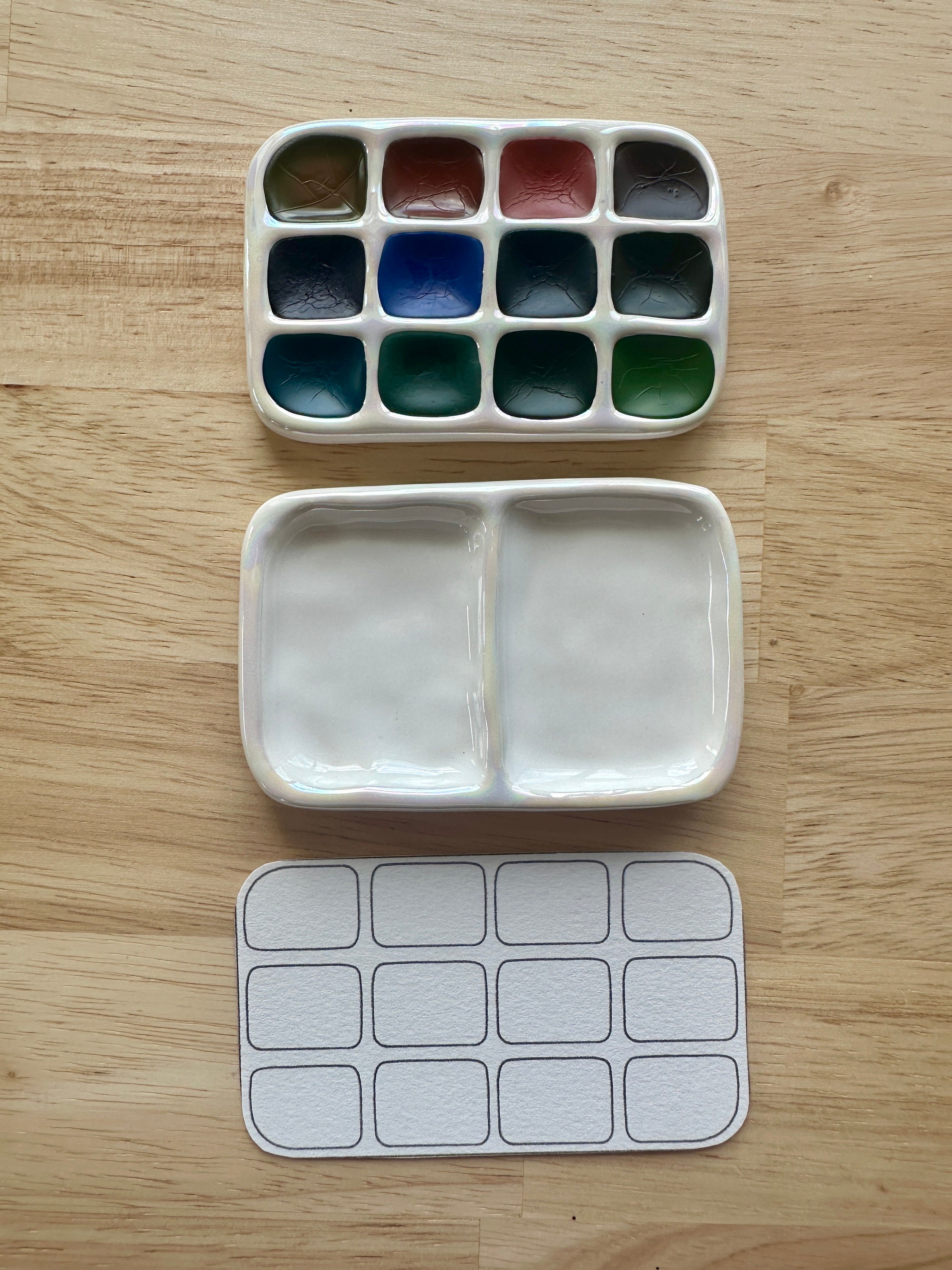 Ceramic Palette Mini Travel Tin ESSENTIAL SET # 1 Handmade Granulating ...