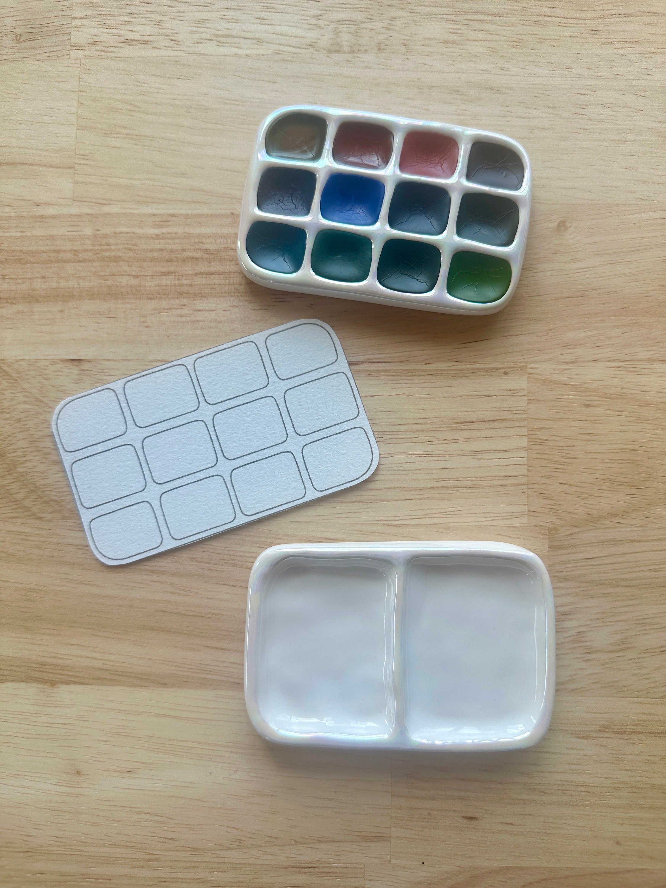 Ceramic Palette Mini Travel Tin ESSENTIAL SET # 1 Handmade Granulating ...