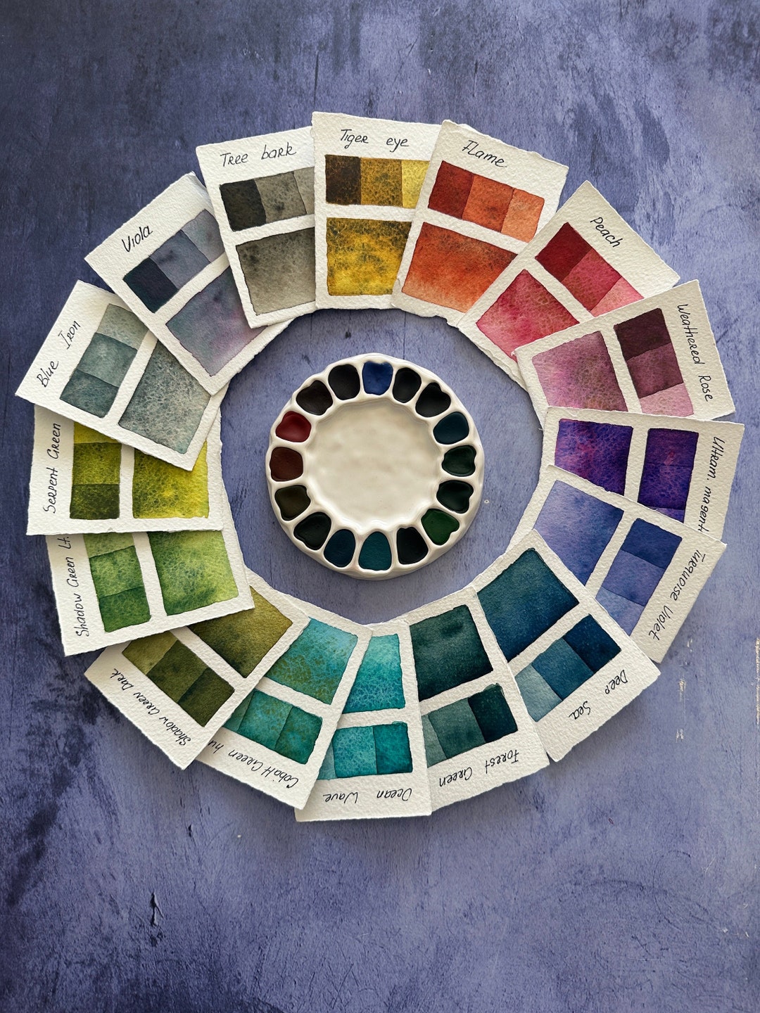 POPULAR COLORS SET Ceramic Watercolor Palette With 16 Wells Granulating ...