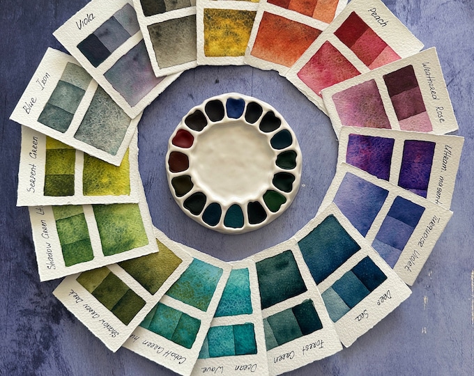 POPULAR COLORS SET Ceramic Watercolor Palette With 16 Wells Granulating ...