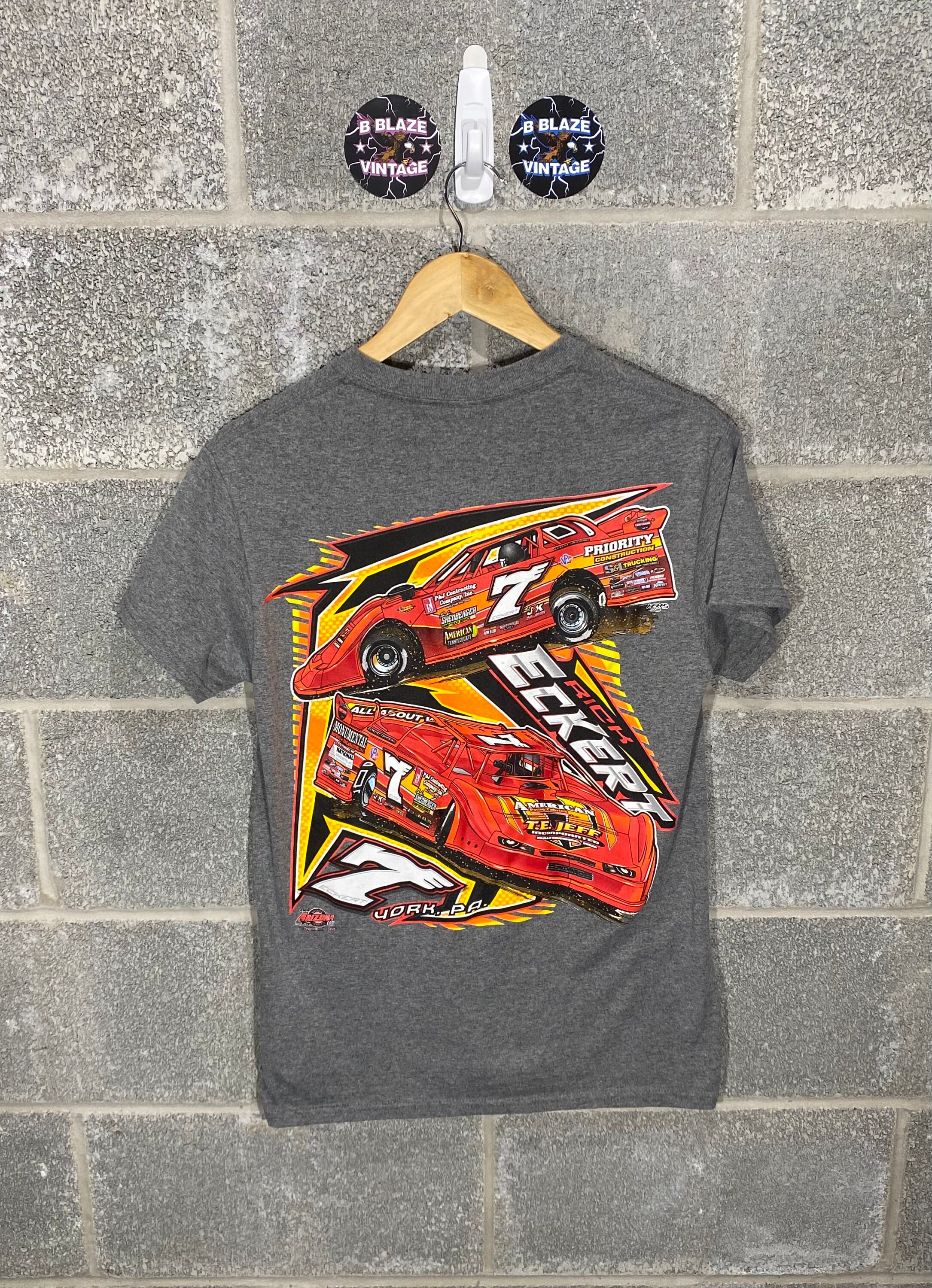 Vintage Y2K 2000s Rick Eckert Late Model Dirt Track Racing Graphic T-Shirt