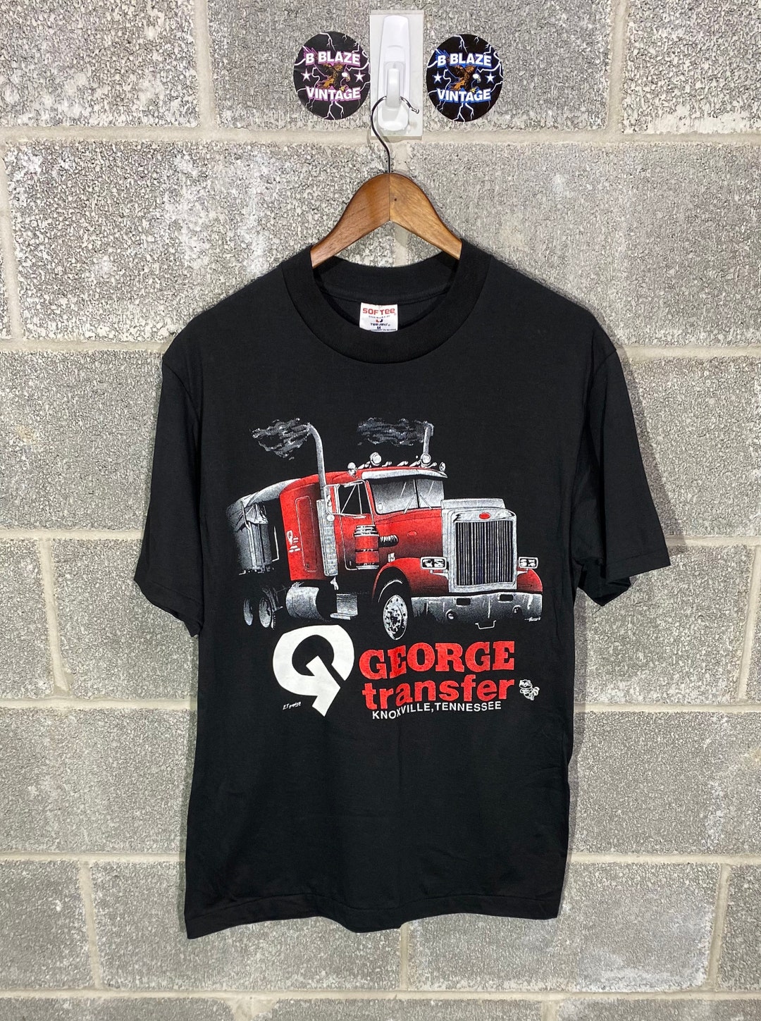 Vintage 1990s George Transfer 18 Wheeler Truck VTG Graphic Trucking T ...