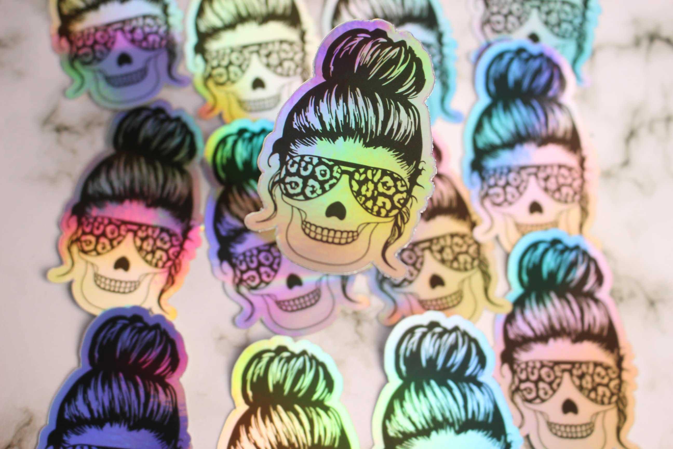 Holographic Skull Sticker Rainbow Colourful Death Skull | Etsy