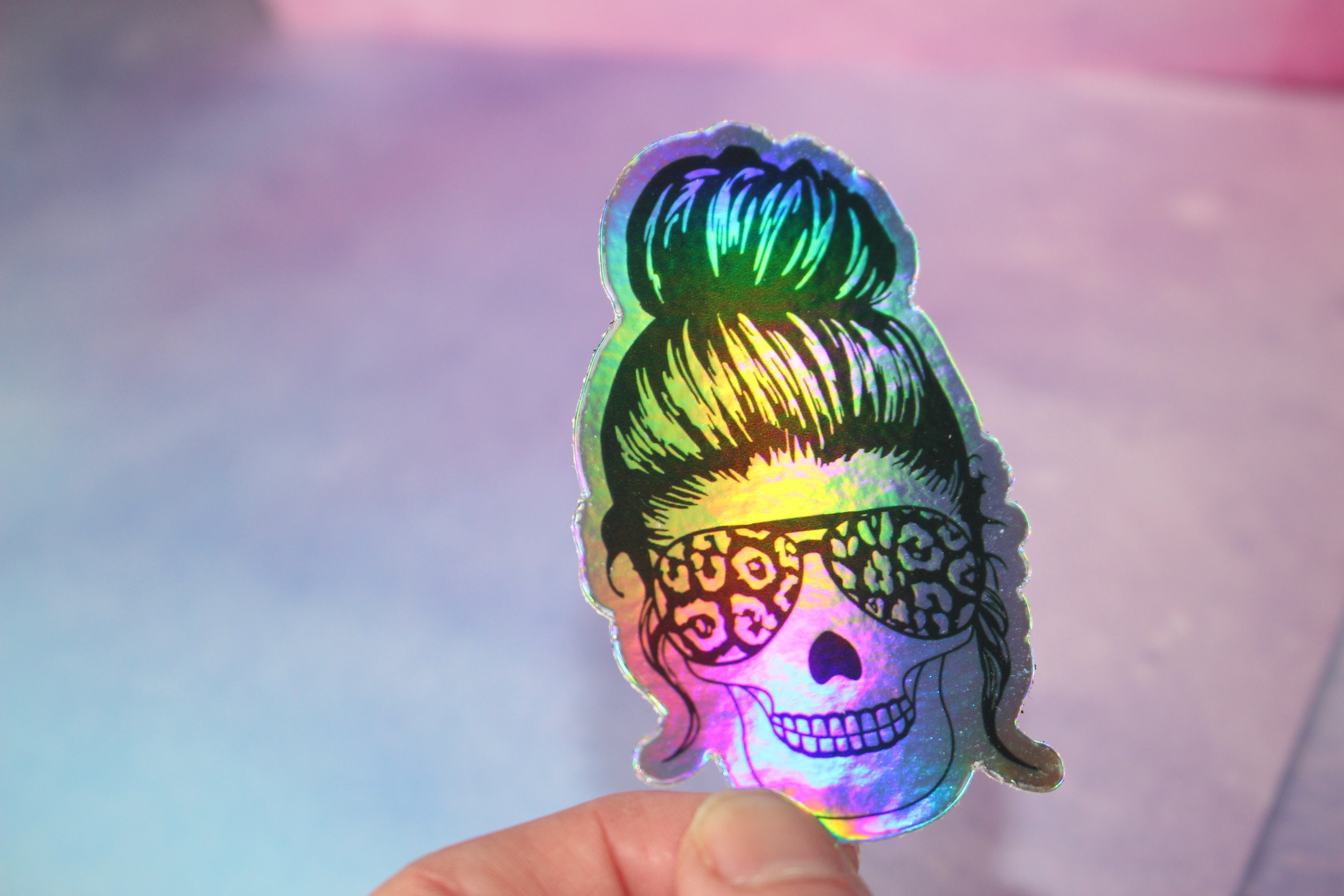 Holographic Skull Sticker Rainbow Colourful Death Skull | Etsy