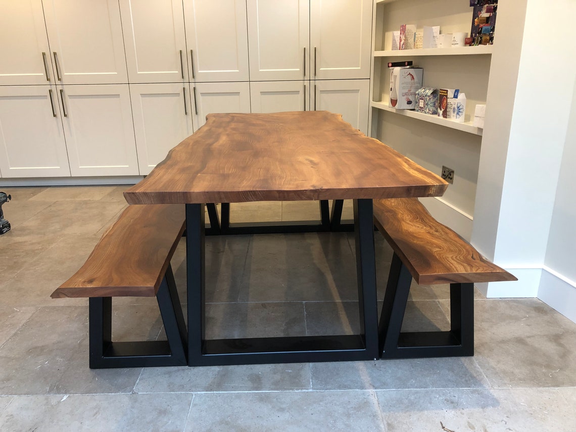 Bespoke Live Edge Dining Table and Benches Made to Order - Etsy