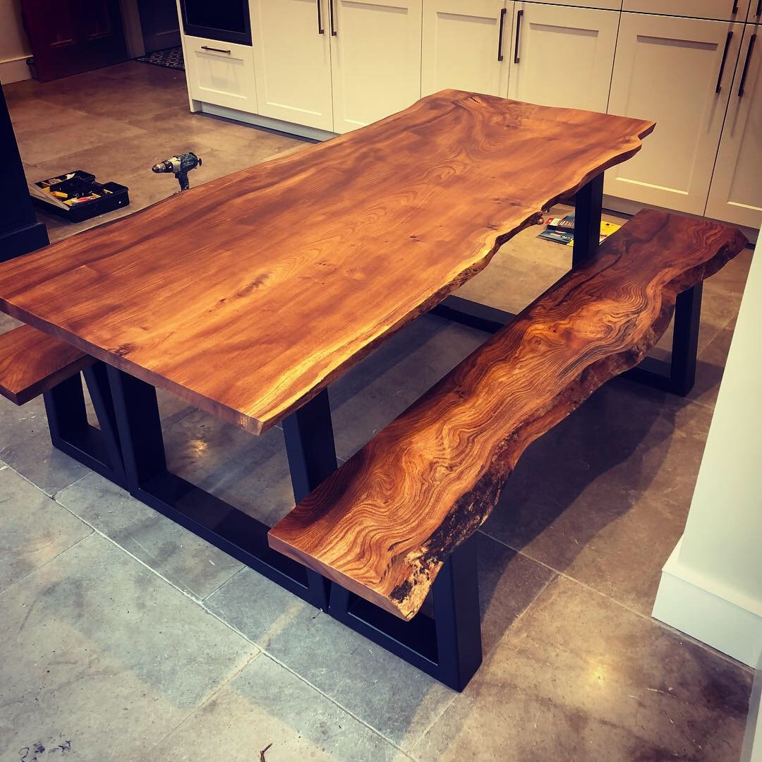 Bespoke Live Edge Dining Table and Benches Made to Order - Etsy