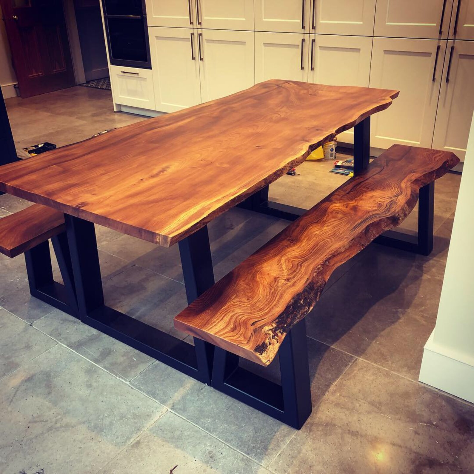 Bespoke Live Edge Dining Table and Benches Made to Order - Etsy