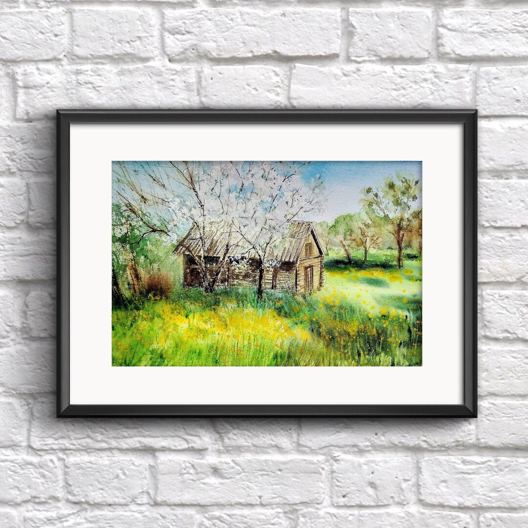 Original Watercolor Painting Cottagecore Painting Old Barn Painting ...