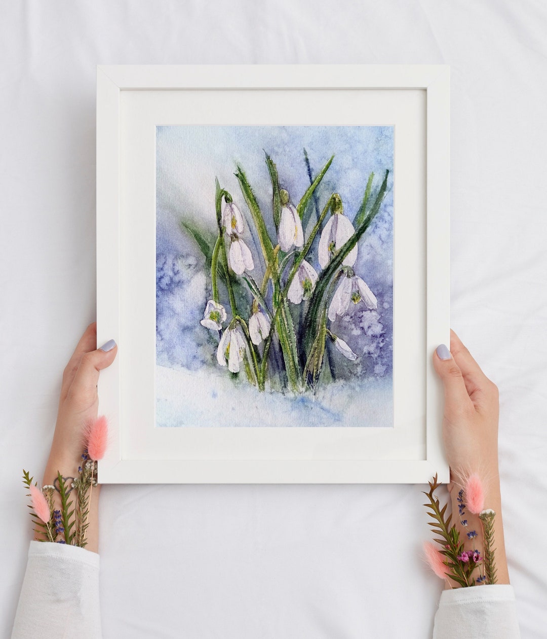 Original Watercolor Painting Snowdrops Painting Spring Flowers ...