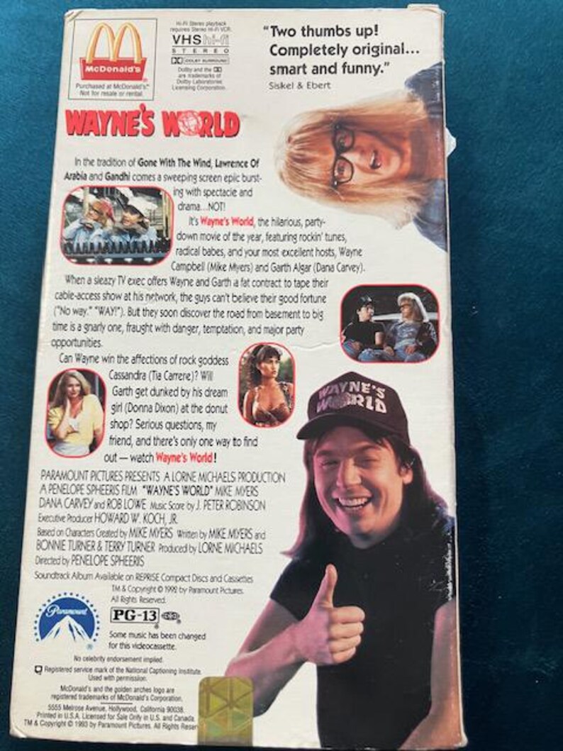 Wayne's World Classic VHS Film Cassette Movie Comedy - Etsy
